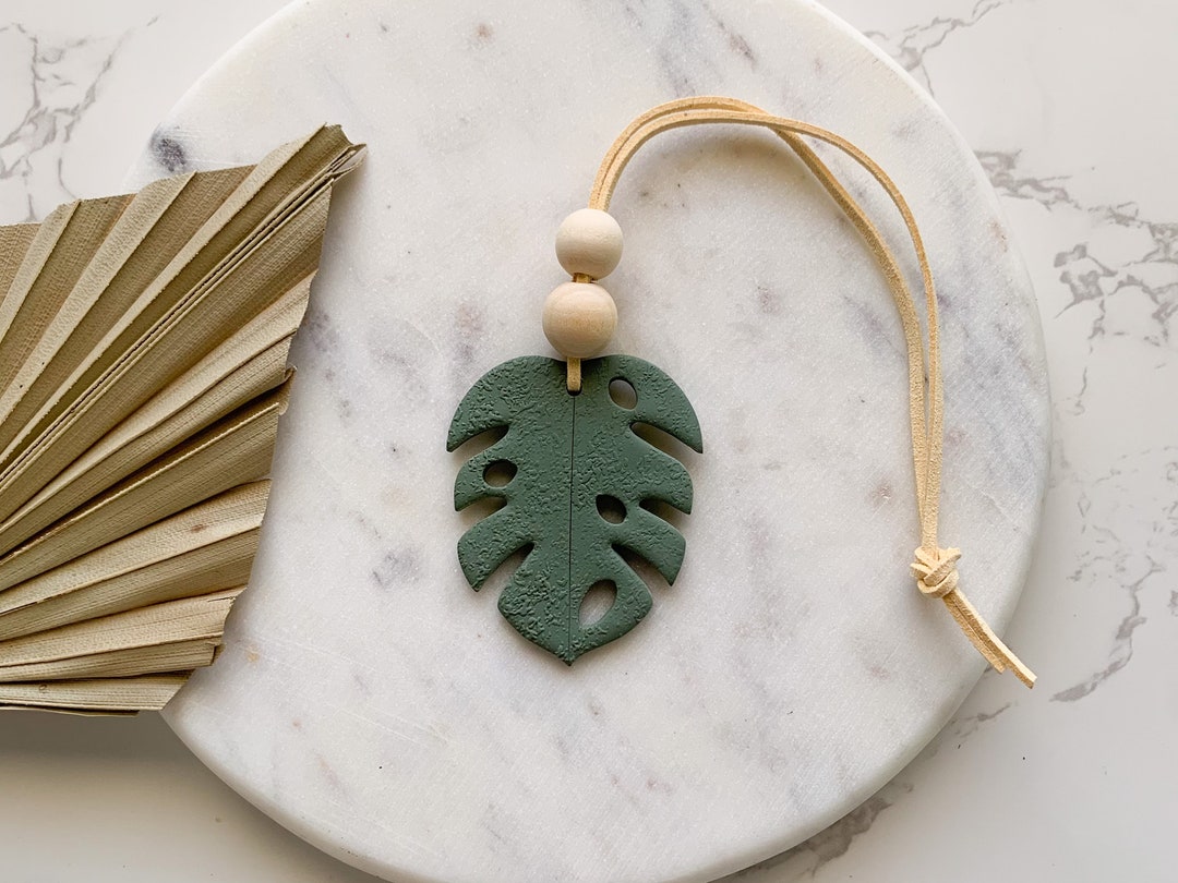 Monstera Plant Clay Car Diffuser, Boho Car Air Freshener, Plant Car ...