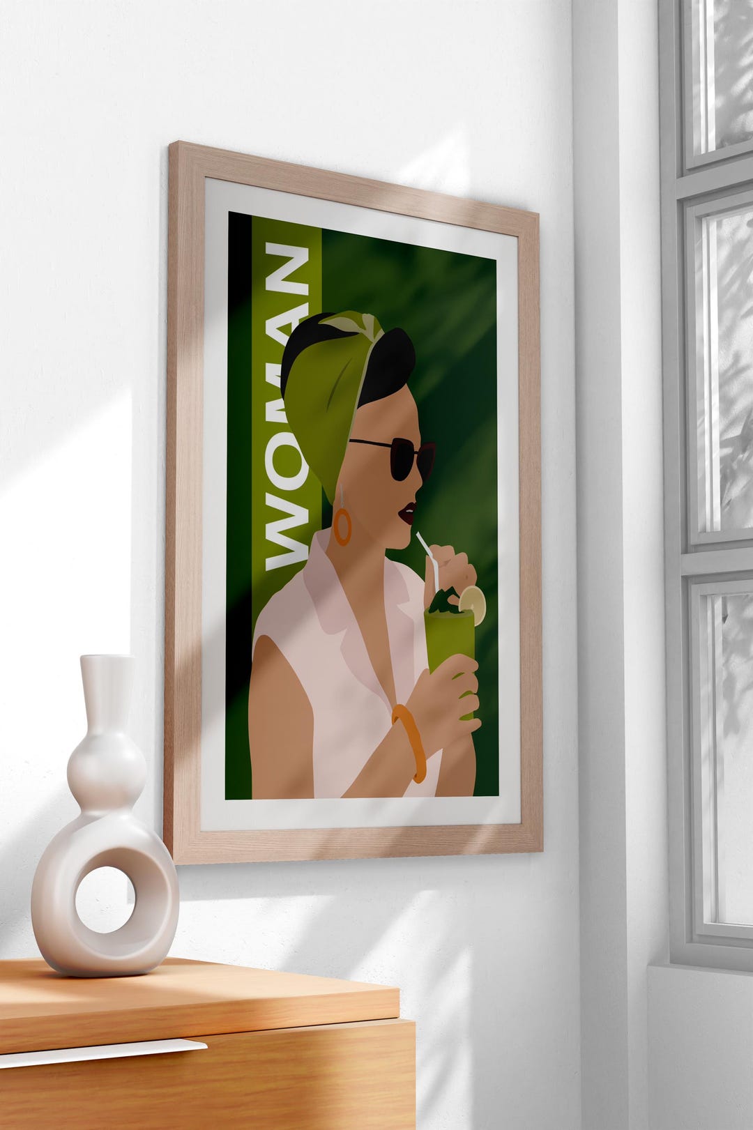 Retro Poster | Retro Woman Wall Art | Wall Decor | Poster - Green ...