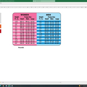 MS Excel Spreadsheet Template; BMI, Body Mass Index, Steps, Blood ...