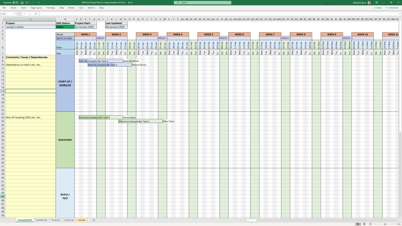 FREE Upgrades | Agile Project Management Templates MS Excel Weekly ...