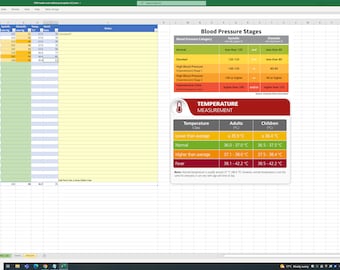 Health Tracking Spreadsheet - Etsy