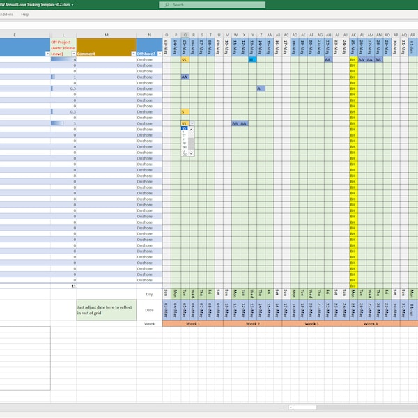Annual Leave Tracker Excel - Etsy