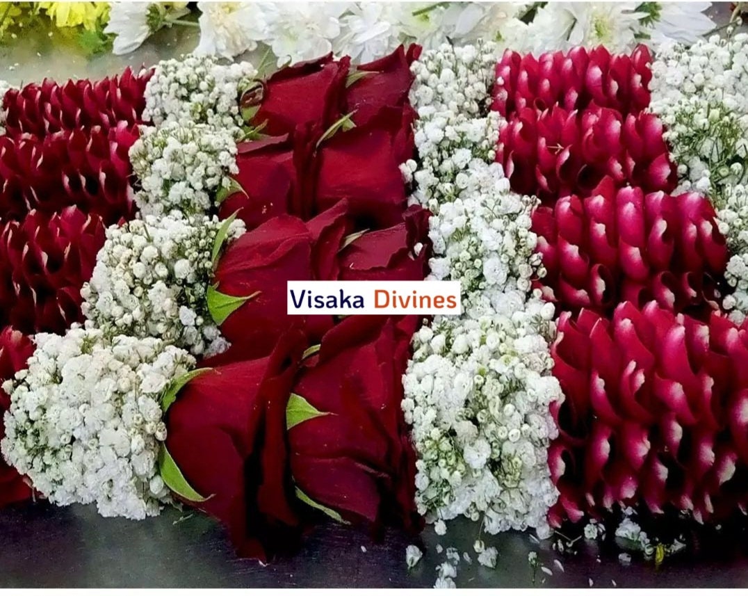 Rose Petal Indian Wedding Garland: Fresh Flower Varmala Haar - Etsy