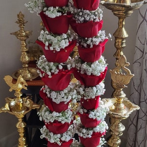 Garland Red Roses With Baby Breath Indian Nepali Thailand Mala Malai ...