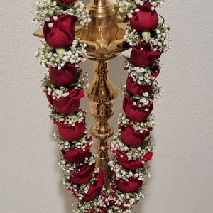Garland Red Roses With Baby Breath Indian Nepali Thailand Mala Malai ...
