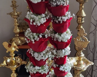 FRESH ROSE MALA Leis Floral Garland, Real Flower Garland, Wedding Haar ...