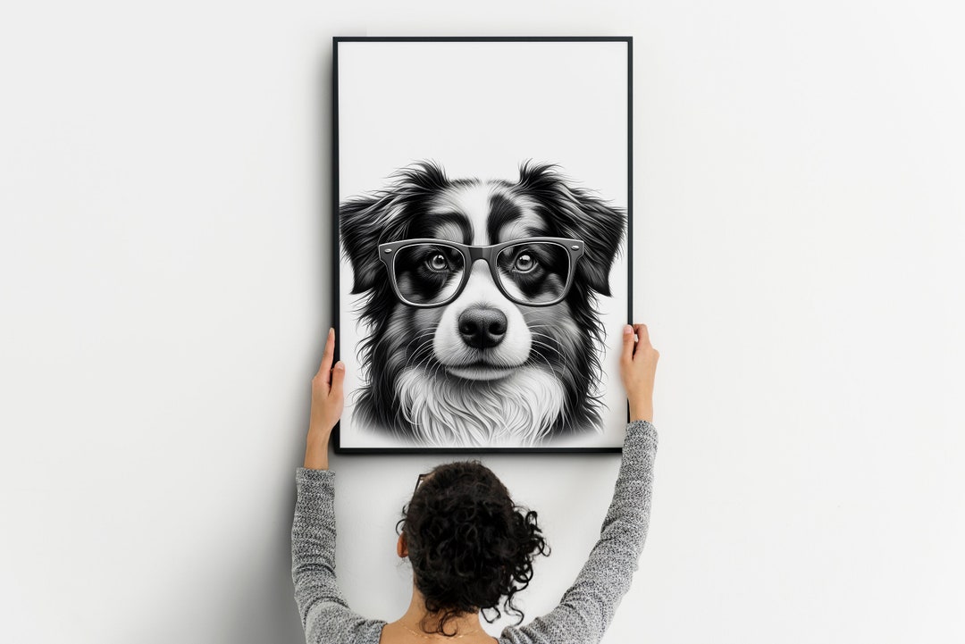 Doge With Glasses, Doge Downloadable Print, Black & White Poster ...