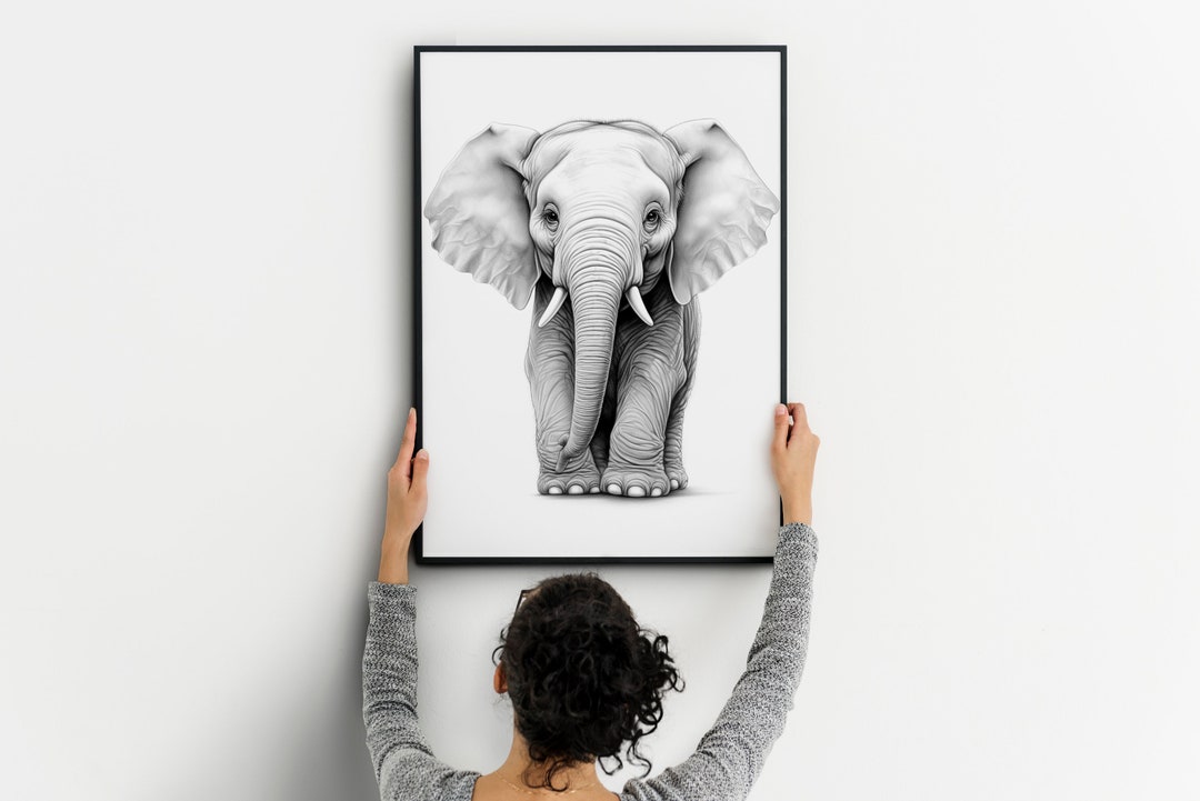 Cute Elephant, Printable Poster, Digital Art, Downloadable Print ...