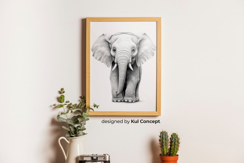 Cute Elephant Printable Poster Digital Art Downloadable - Etsy