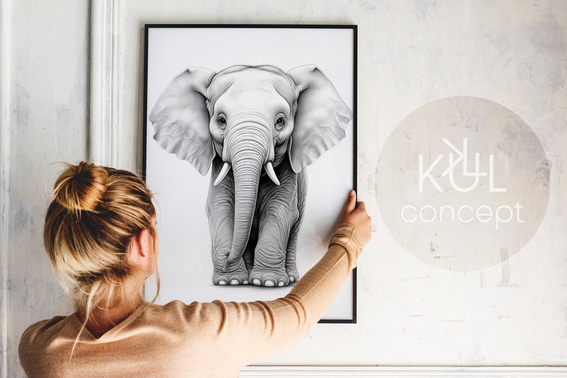 Cute Elephant Printable Poster Digital Art Downloadable - Etsy