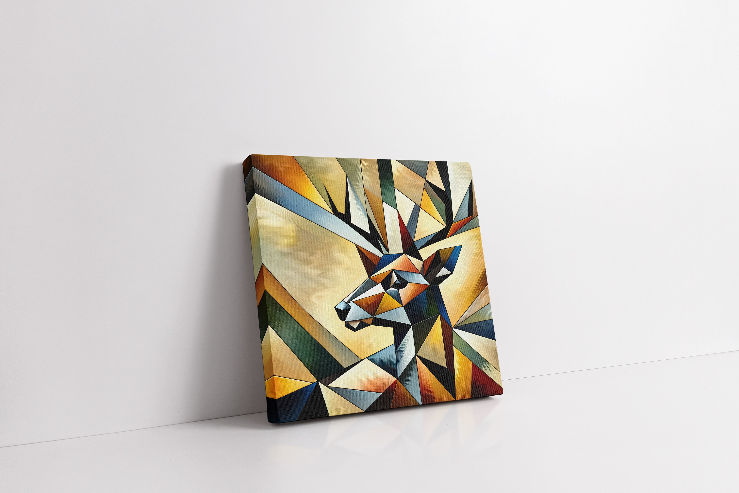 Square Deer Poster, Cubism, Picasso Art, Deer, Cubism, Home Wall Print ...