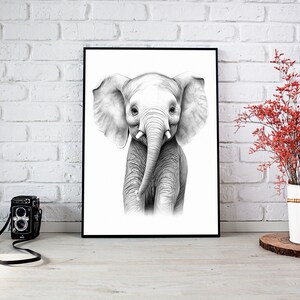 Elephant, Digital Art, Downloadable Print, Printable Poster, Digital ...