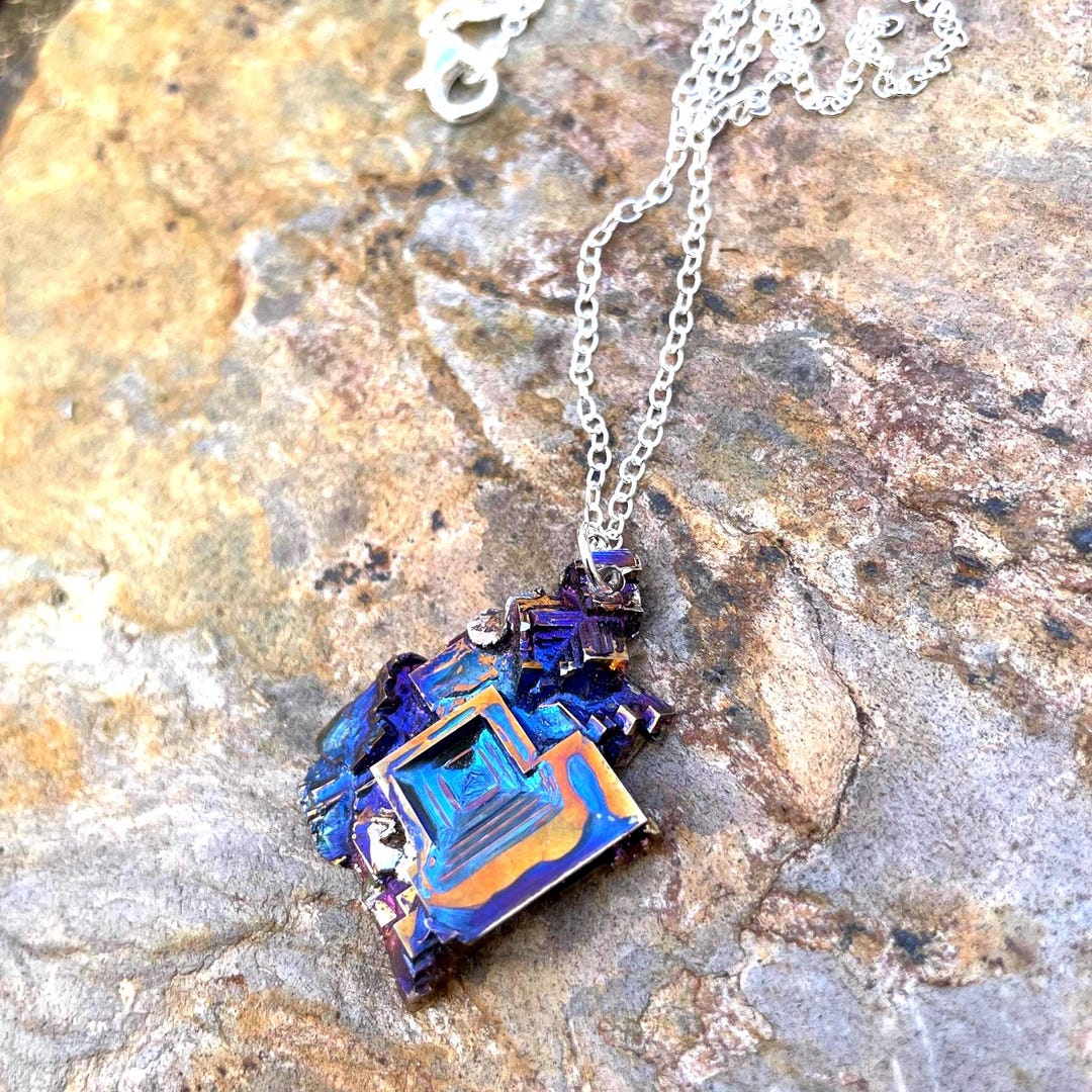 Purple Gold Bismuth Square Crystal Cluster 20 or 22 Inch Silver ...