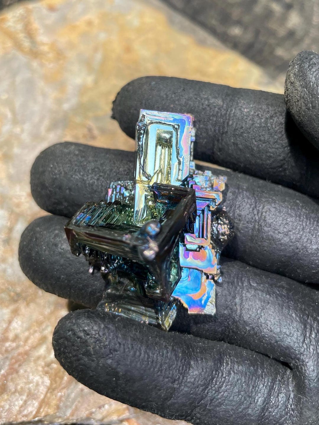 Gold Blue Bismuth Cubic Tower Crystal 59 Grams - Etsy