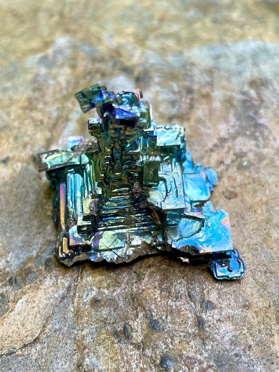 Green Gold Bismuth Crystal Iridescent Pyramid Tower 27.8 Grams - Etsy
