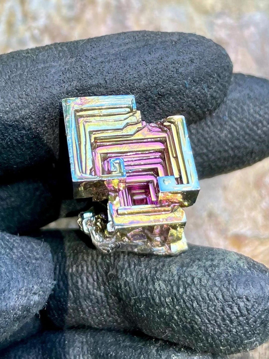 Pink Gold Bismuth Crystal Iridescent Interlocking Cubes 25 Grams - Etsy
