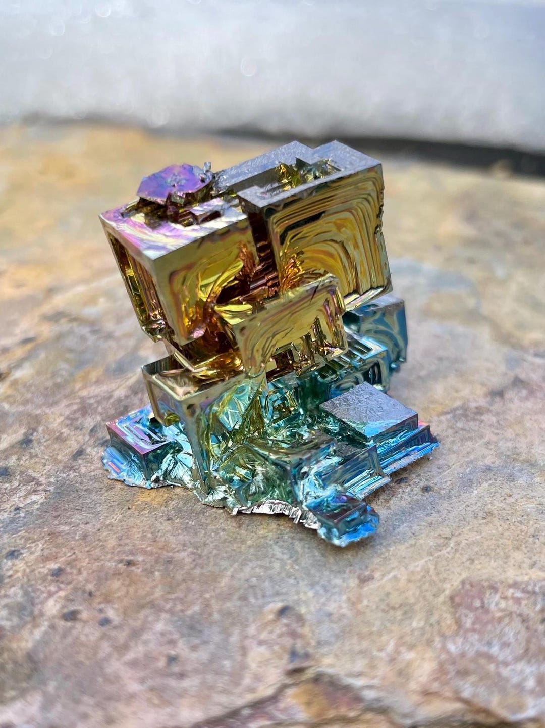 Iridescent Gold Bismuth Cubic Crystal Tower 37 Grams - Etsy