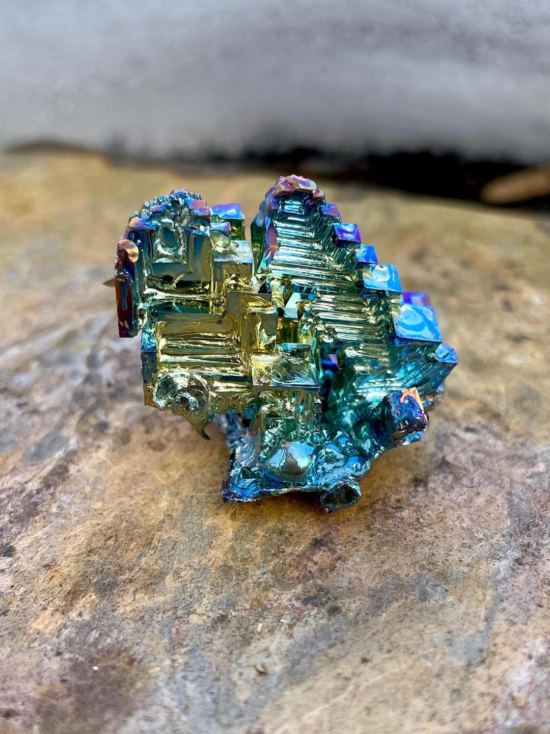 Green Gold Bismuth Stacked Cubic Tower Crystal 40.5 Grams - Etsy