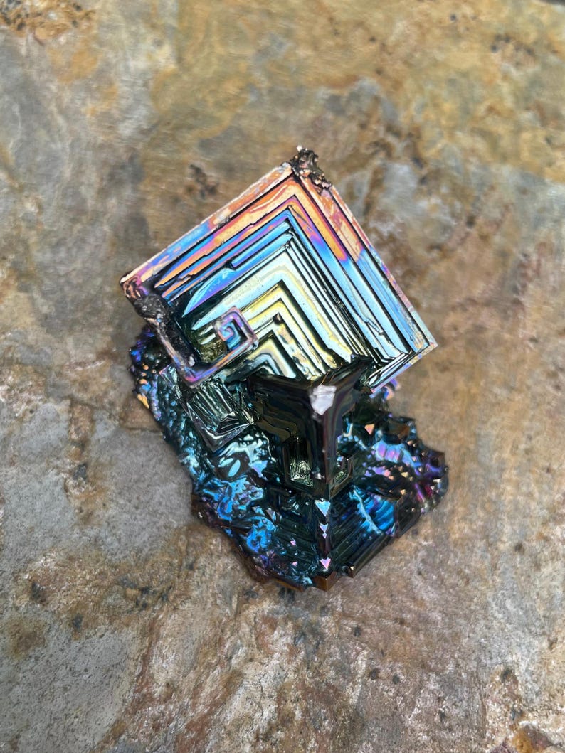 Golden Iridescent Cubic Bismuth Crystal on Matrix 77 Grams - Etsy