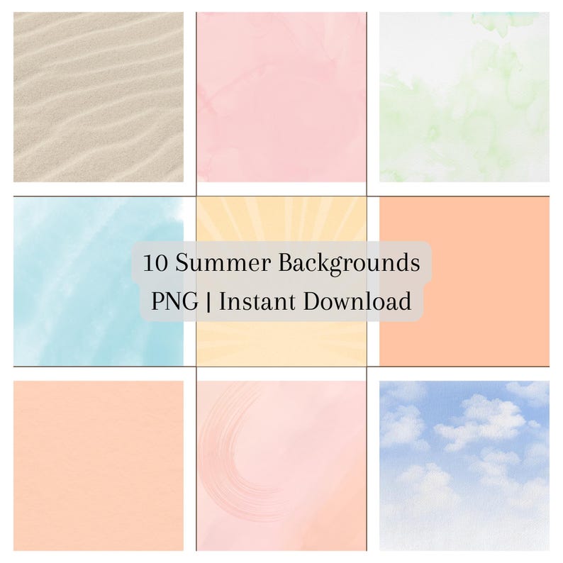 10 Summer Digital Backgrounds | Soft Beach & Watercolor |textures Phone ...