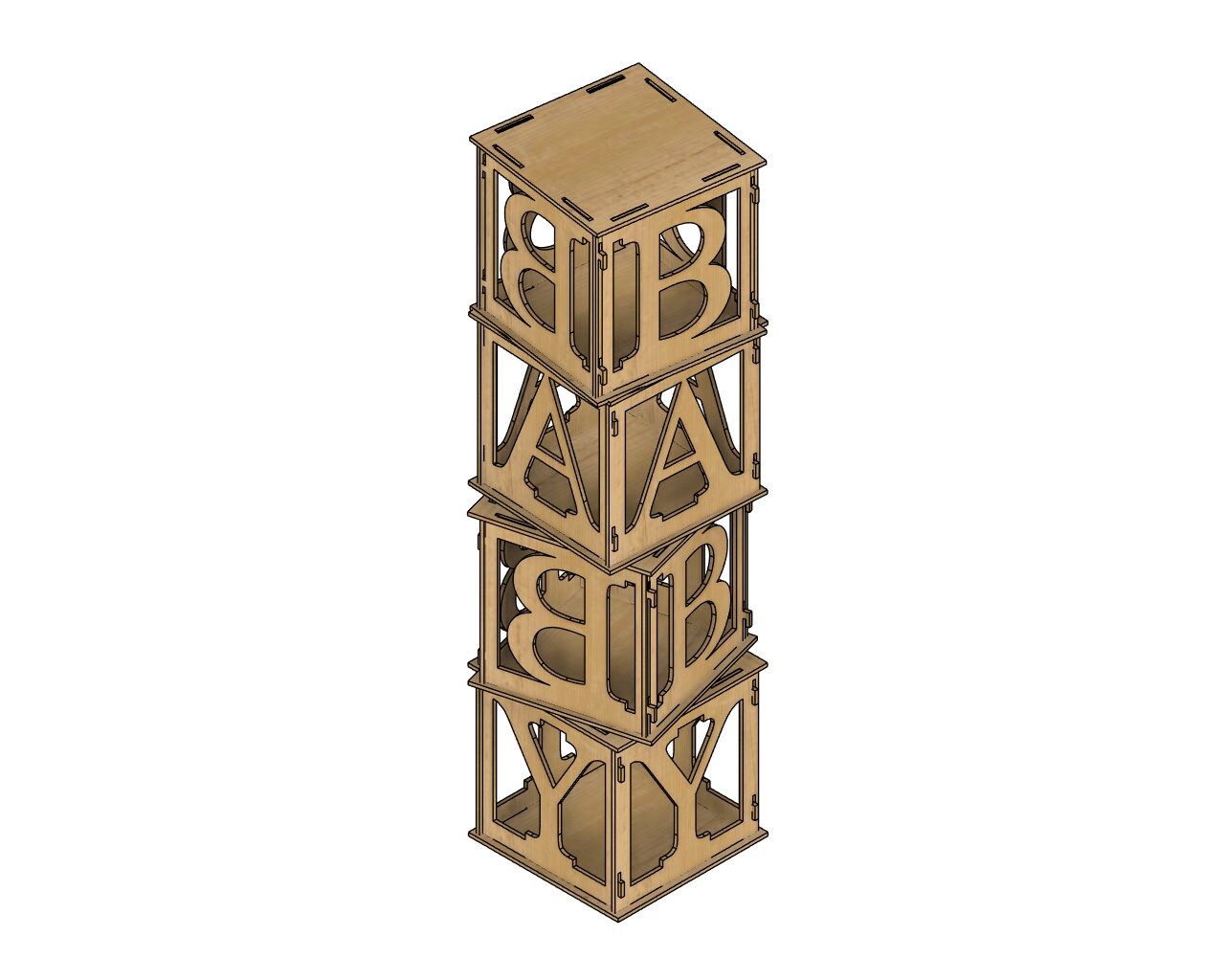 Collapsible BABY Alphabet Boxes - Laser Cut File - Party Decorations ...