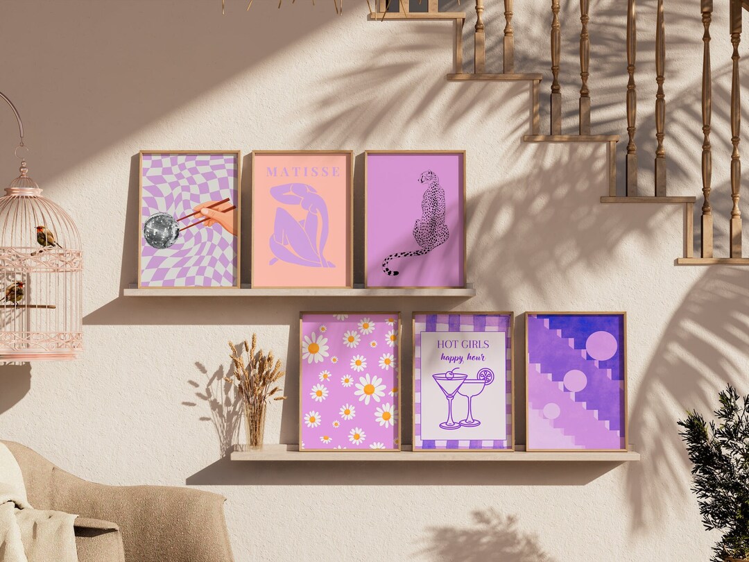 Chic Radiance Set of 6bonus: Modern Purple and Pink Aesthetic Digital ...