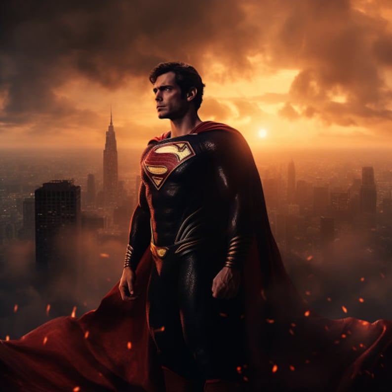 Superman in Hyper Realistic DC Style Canvas City in Flames - Etsy