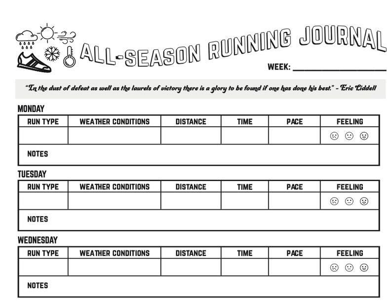 Printable Running Journal - Etsy