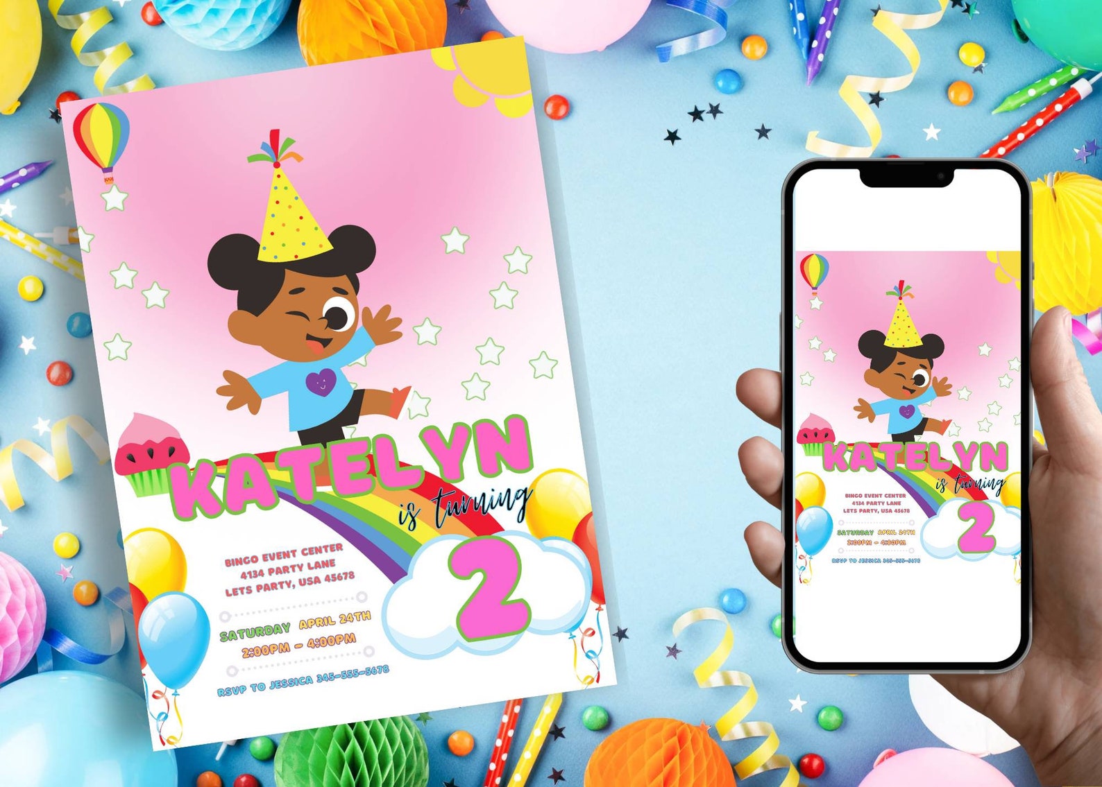 Turning # (any Age) L Girls Birthday Invitation Digital Art Download ...