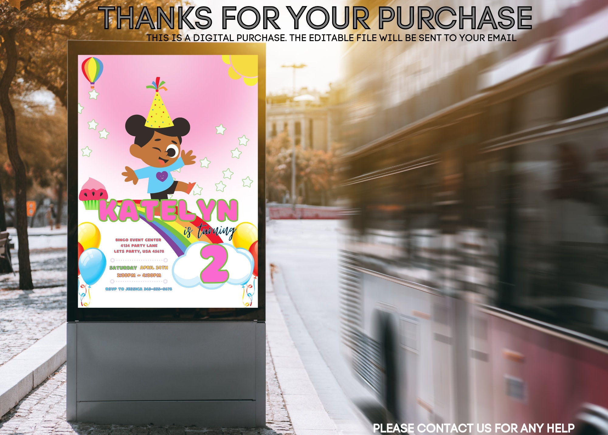 Turning # (any Age) L Girls Birthday Invitation Digital Art Download ...