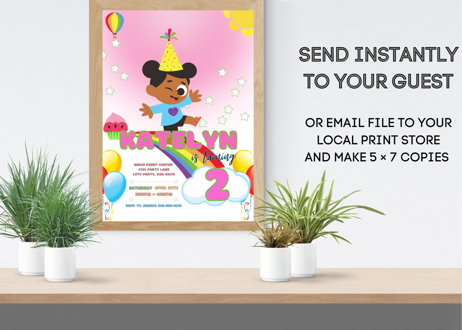 Turning # (any Age) L Girls Birthday Invitation Digital Art Download ...