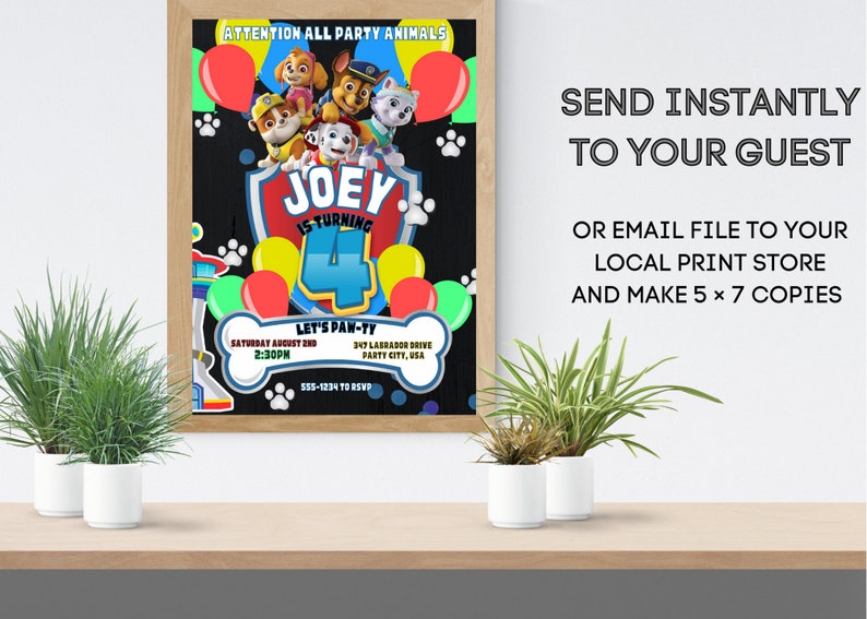 Turning 4 four Paw Invitation Editable Kids Birthday Invitation Let's ...
