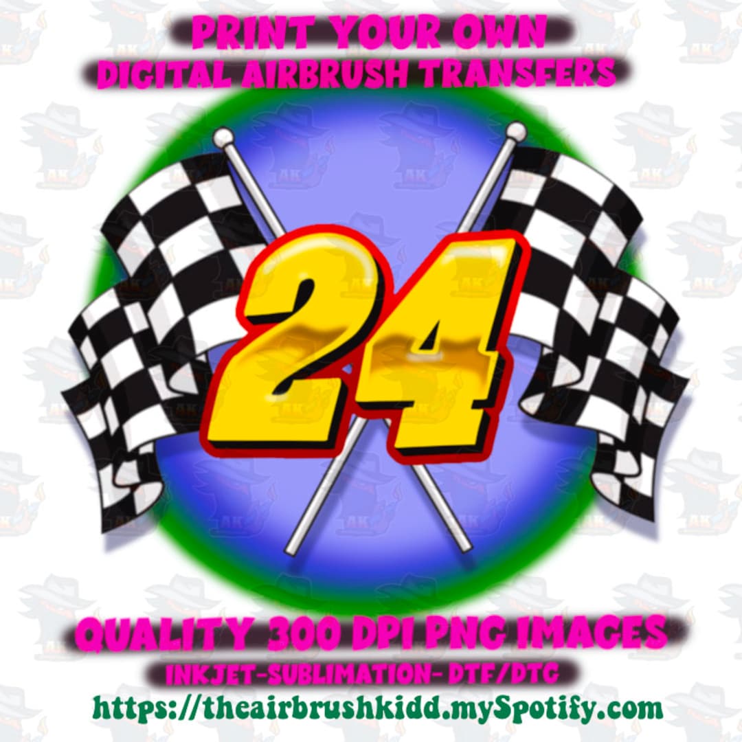 Digital Airbrush Race Car Numbers-checkerd Flags Inkjet/dtf/dtg ...