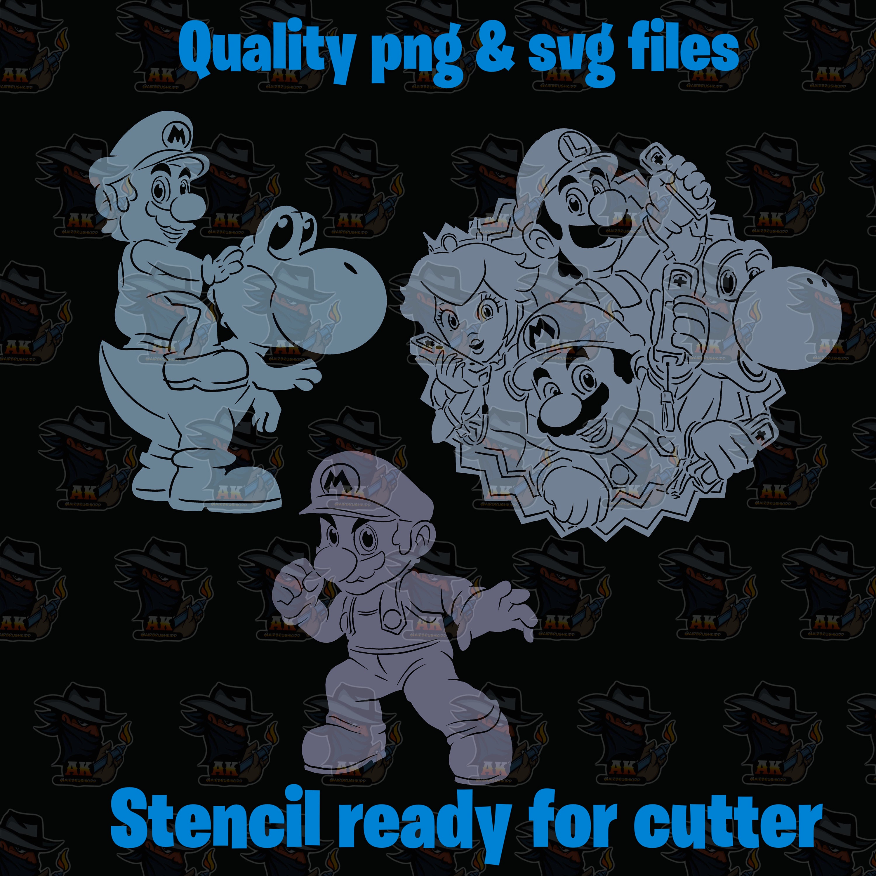 Mario Paint Stencil Image Pack for Cricut or Other Machine Cutter Png ...