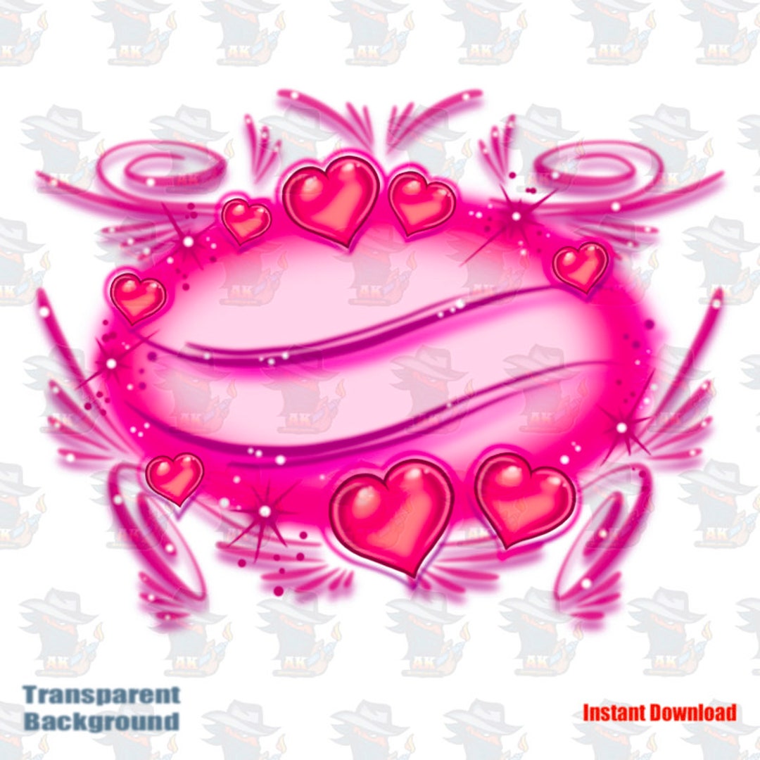 Digital Airbrush Flowing Hearts Inkjet/dtf/dtg Sublimation Print ...