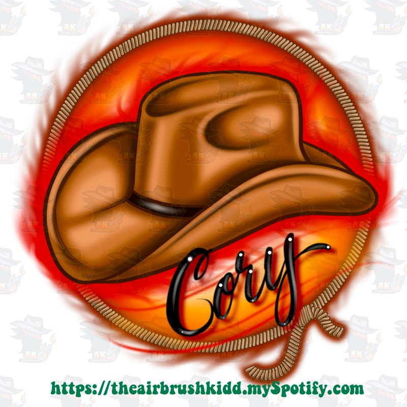 Digital Airbrush s Western Cowboy Hat inkjet/dtf/dtg Sublimation Print ...