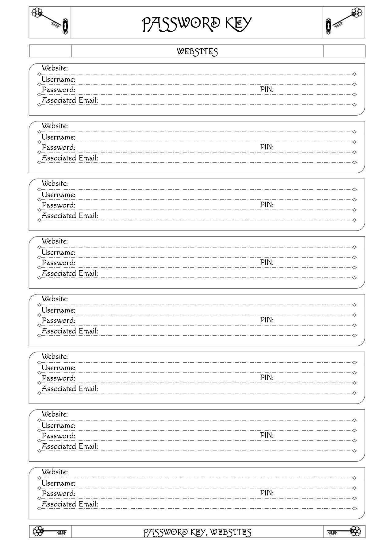 Password Key, Log, Chart, Tracker, A4, Letter, Keep Passwords Safe ...