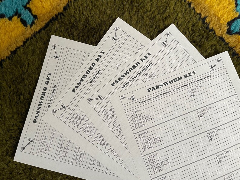 Password Key, Log, Chart, Tracker, A4, Letter, Keep Passwords Safe ...