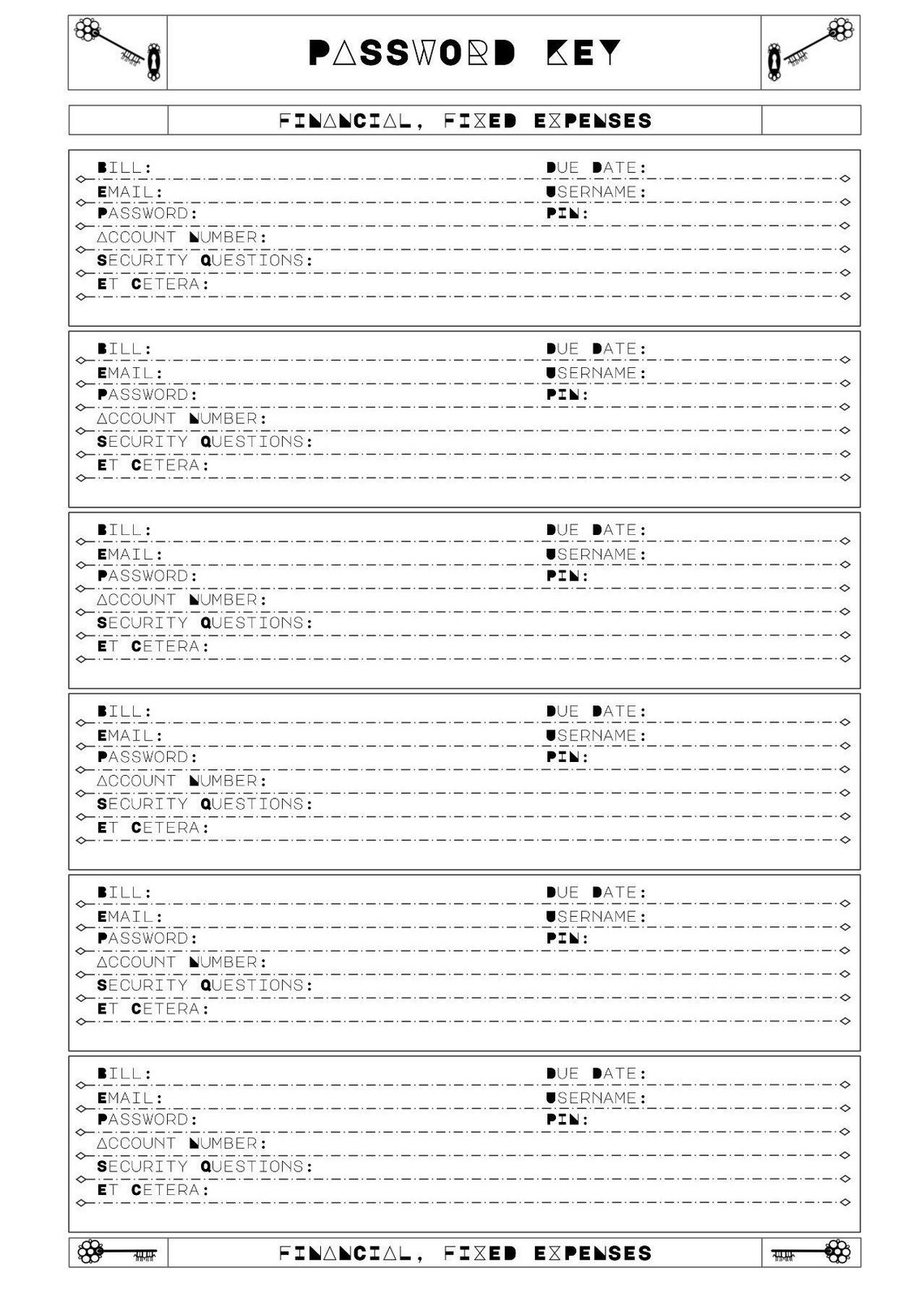 Password Key, Log, Chart, Tracker, A4, Letter, Keep Passwords Safe ...