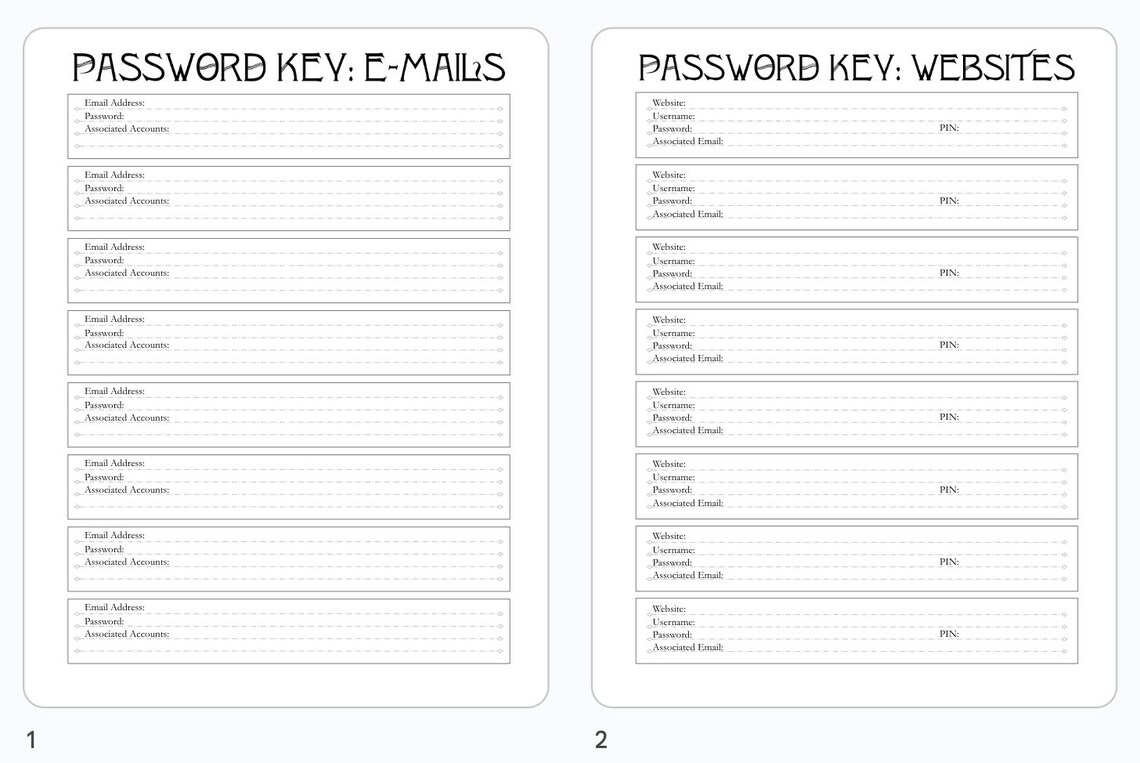 Password Key, Log, Chart, Tracker, A4, Letter, Keep Passwords Safe ...