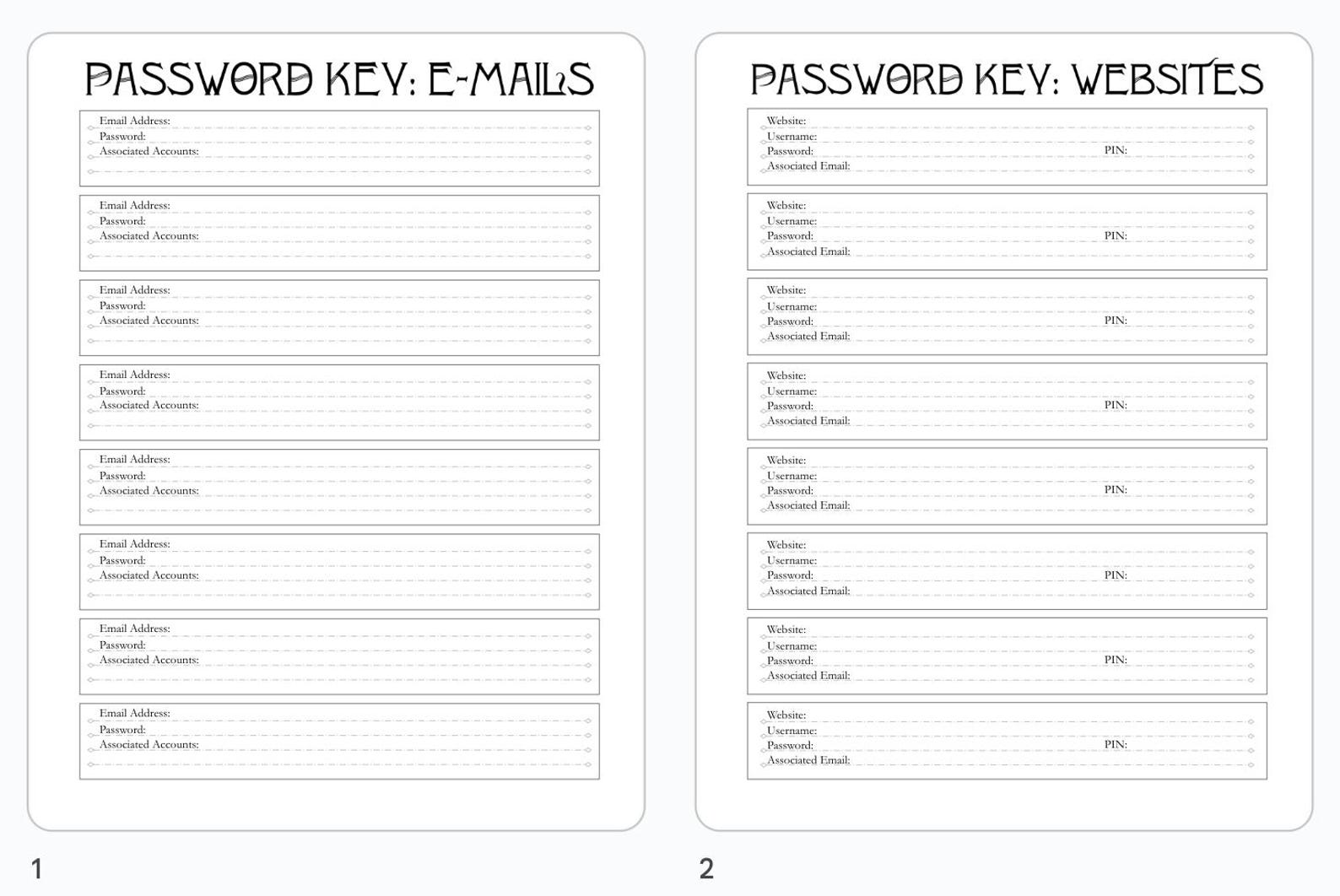 Password Key, Log, Chart, Tracker, A4, Letter, Keep Passwords Safe ...