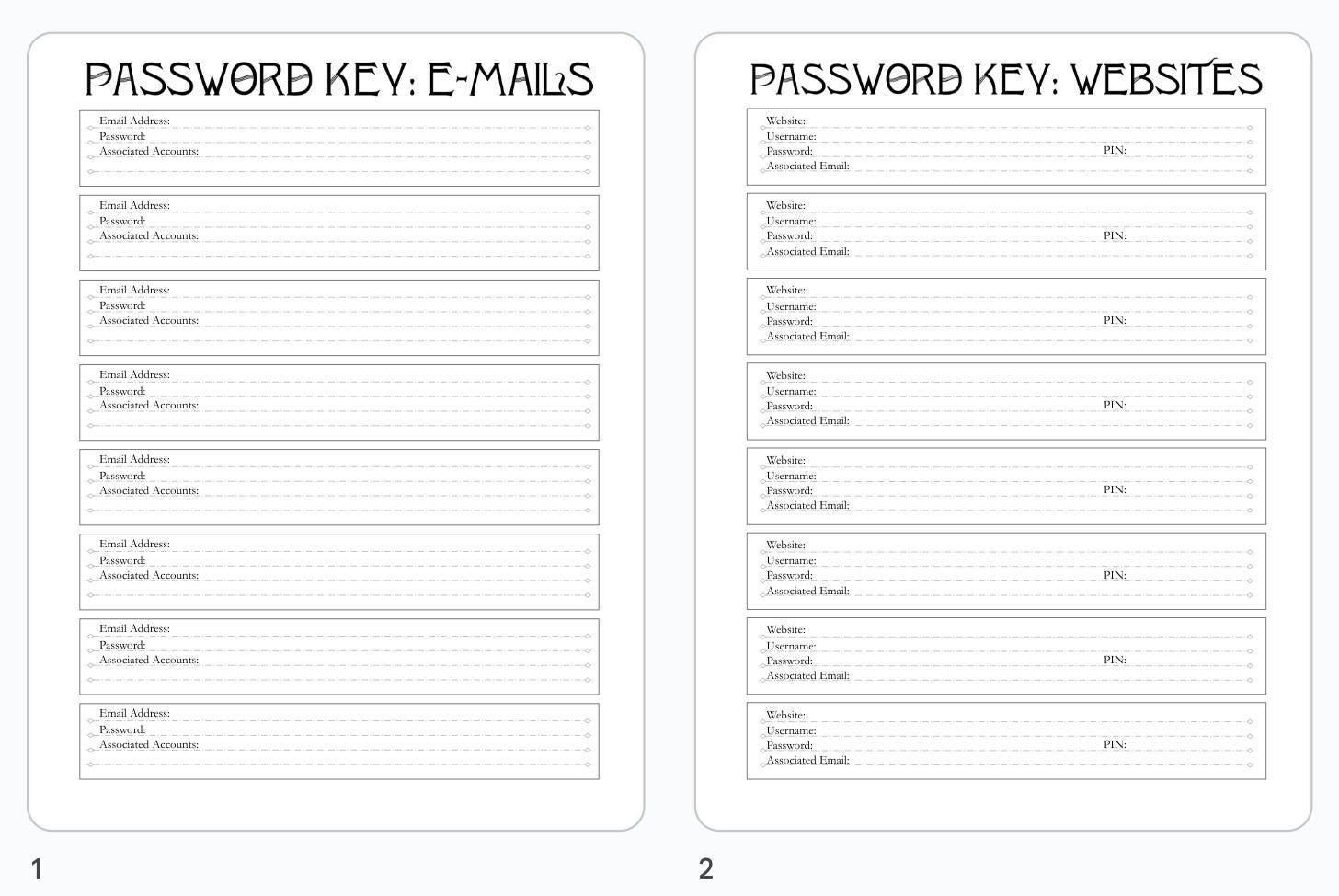 Password Key, Log, Chart, Tracker, A4, Letter, Keep Passwords Safe ...