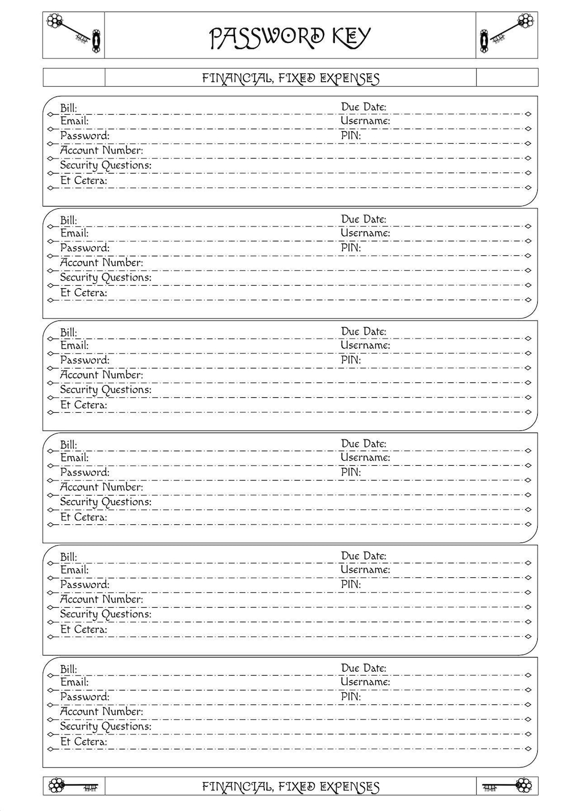 Password Key, Log, Chart, Tracker, A4, Letter, Keep Passwords Safe ...