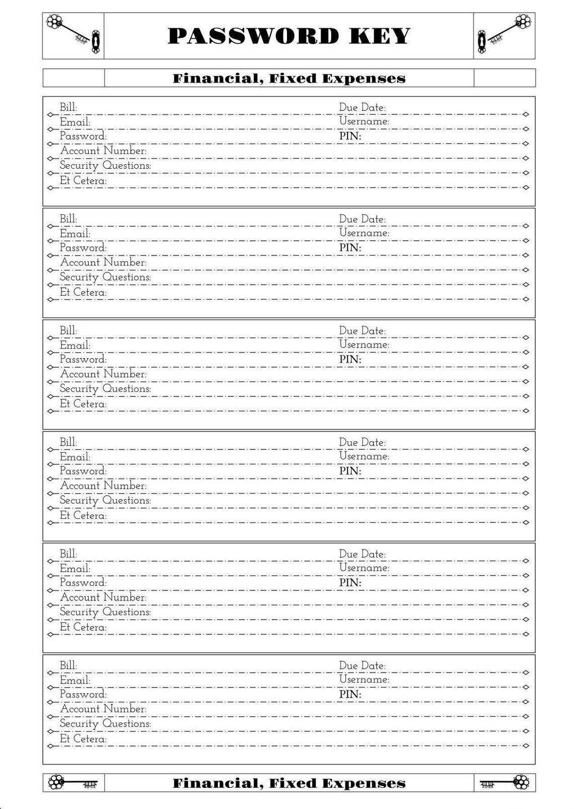 Password Key, Log, Chart, Tracker, A4, Letter, Keep Passwords Safe ...