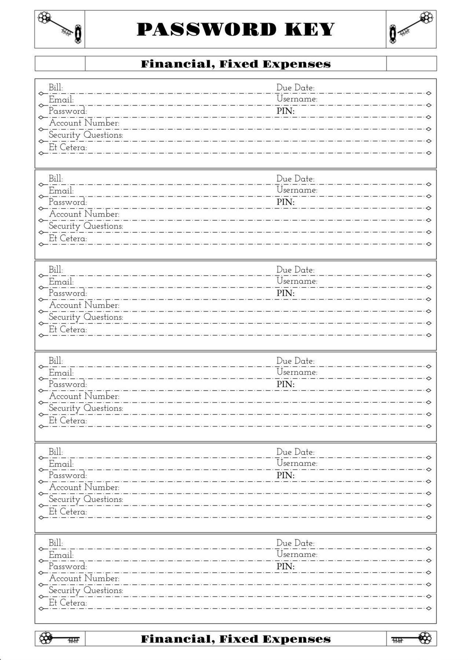 Password Key, Log, Chart, Tracker, A4, Letter, Keep Passwords Safe ...