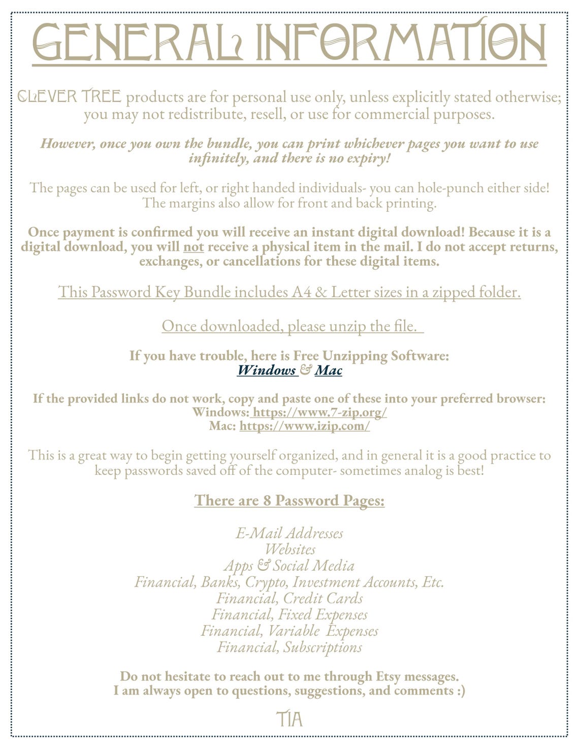 Password Key, Log, Chart, Tracker, A4, Letter, Keep Passwords Safe ...