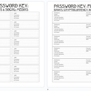 Password Key, Log, Chart, Tracker, A4, Letter, Keep Passwords Safe ...