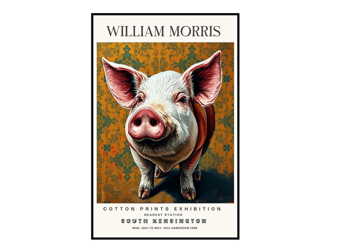 William Morris Pig Exhibition Print, William Morris Print, Pig Print ...