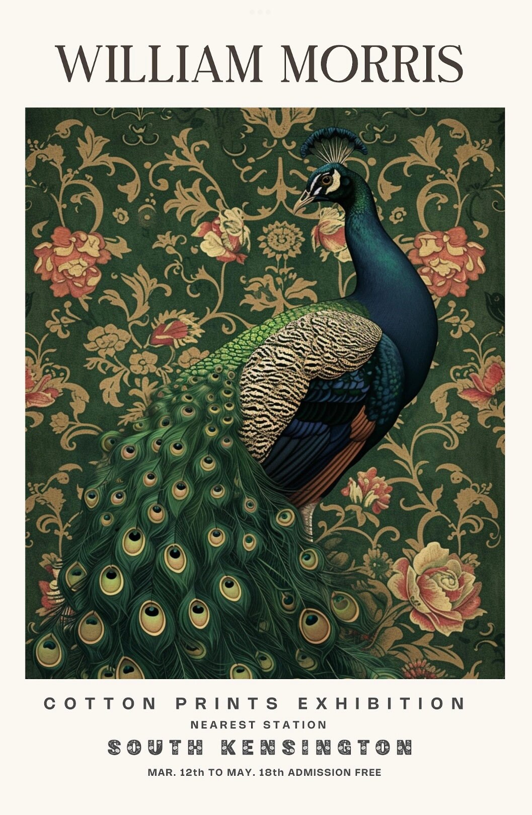 William Morris Peacock Exhibition Print, William Morris Print, Peacock ...