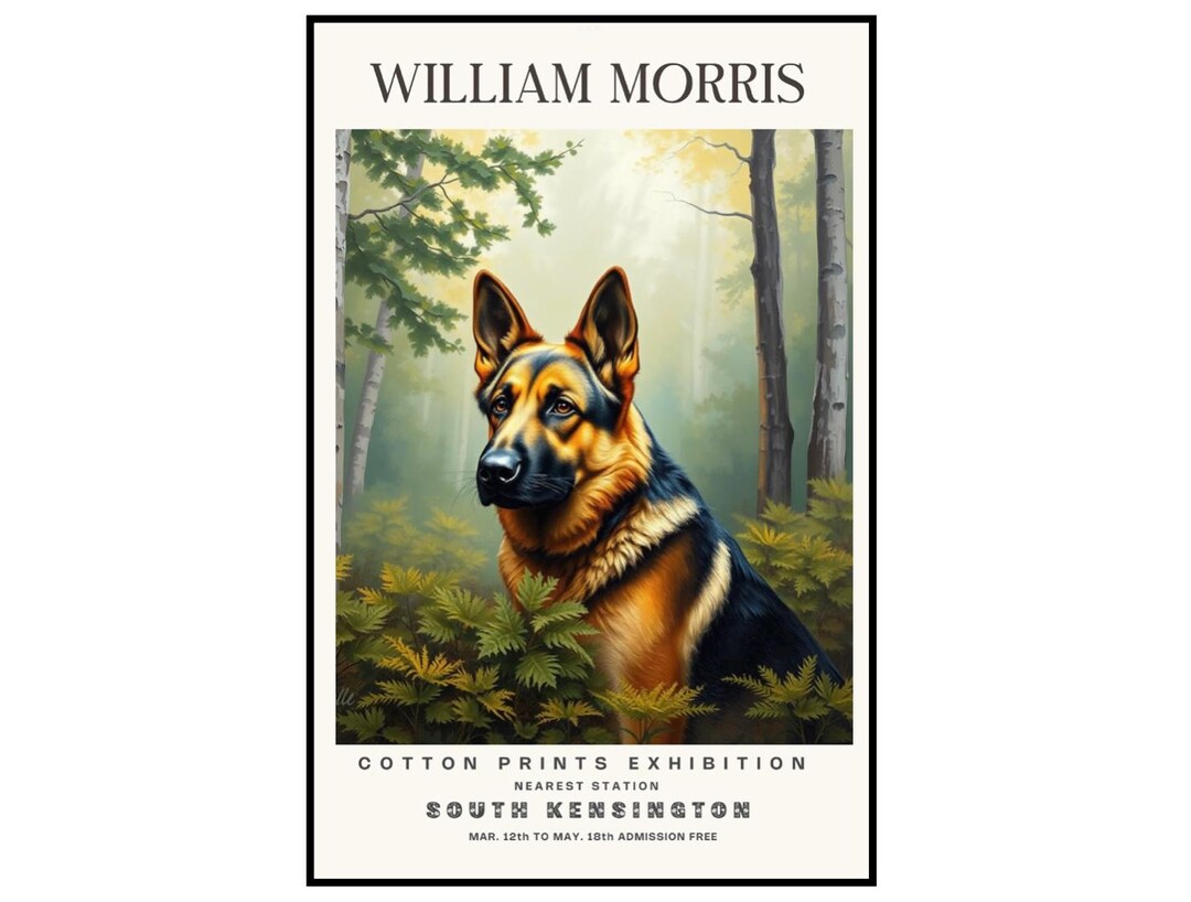William Morris German Shepherd Exhibition Print, William Morris Print ...